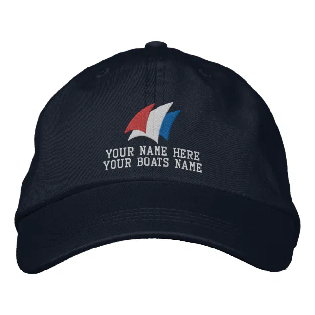 Modern sailing sailors yacht captain embroidered baseball cap | Zazzle