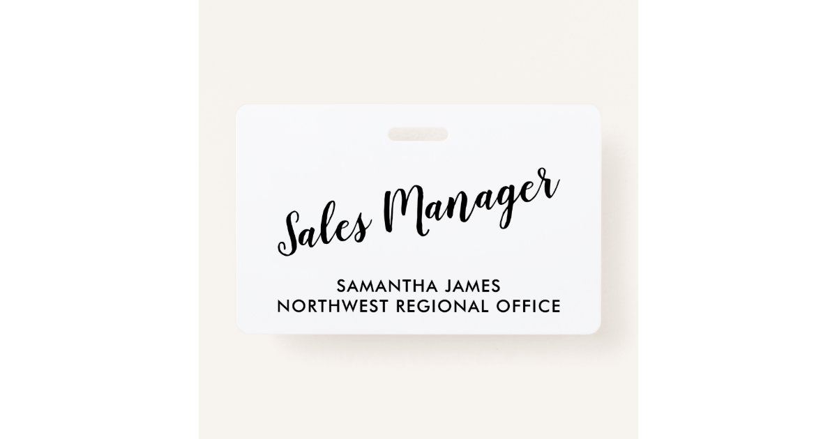 Modern Sales Manager ID Badge | Zazzle