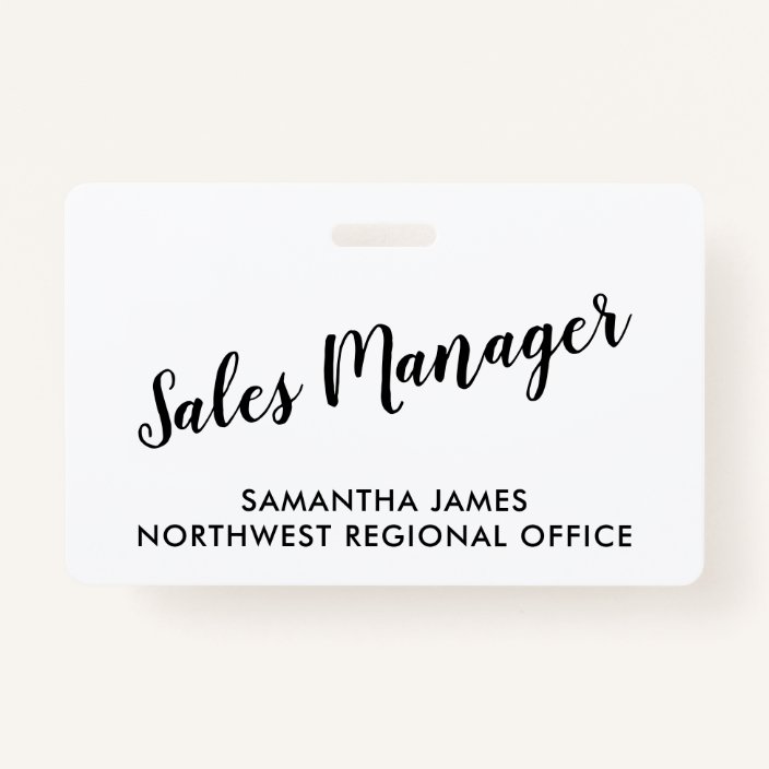Modern Sales Manager ID Badge | Zazzle
