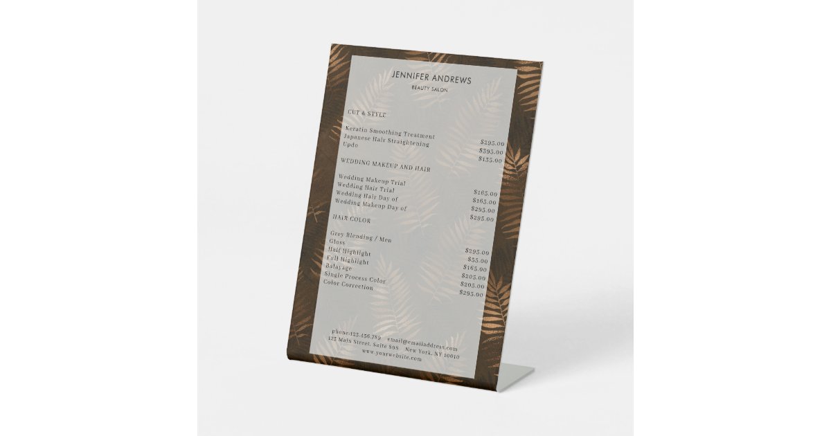 Modern Salon Price Socket Pedestal Sign | Zazzle