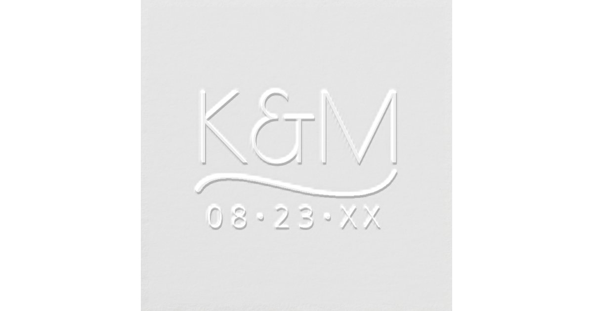 Modern Sans Serif and Swash Wedding Initials ID903 Embosser | Zazzle