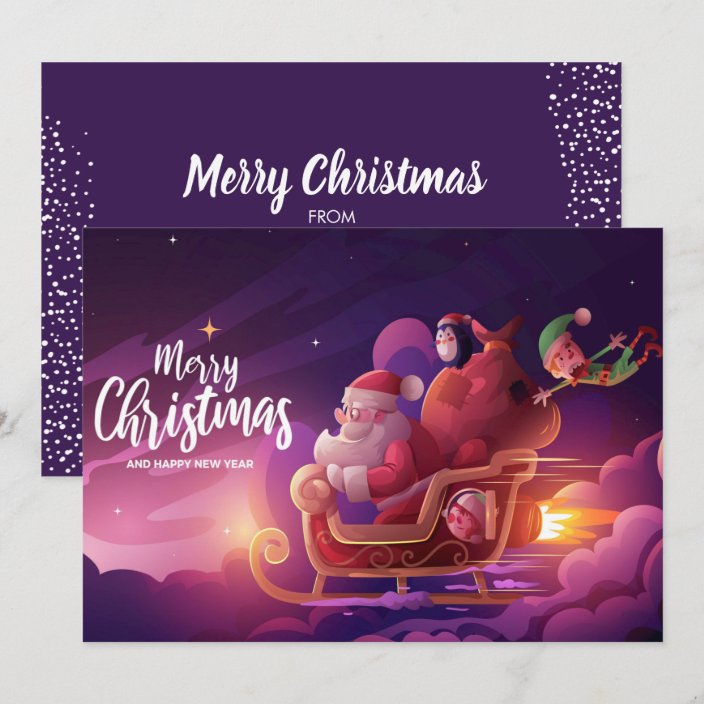 Modern Santa's Sleigh Christmas Holiday Card | Zazzle
