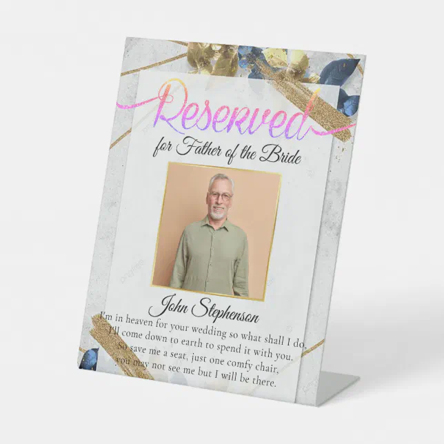 Modern Save A Seat Photo Wedding Memorial Pedestal Sign | Zazzle