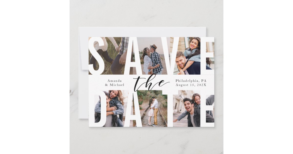 Modern Save the Date Photo Collage Invitation | Zazzle