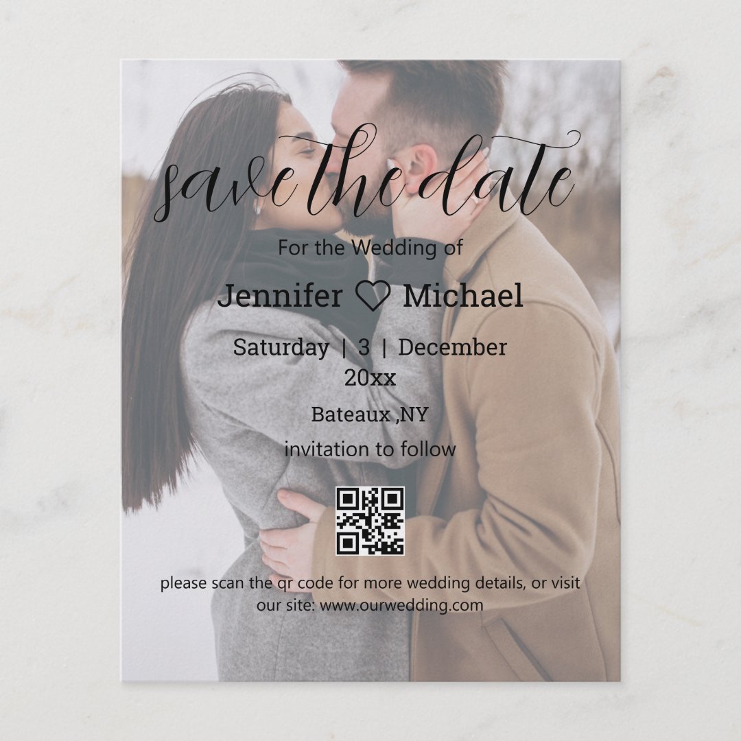 modern save the date qr code couple photo wedding flyer | Zazzle