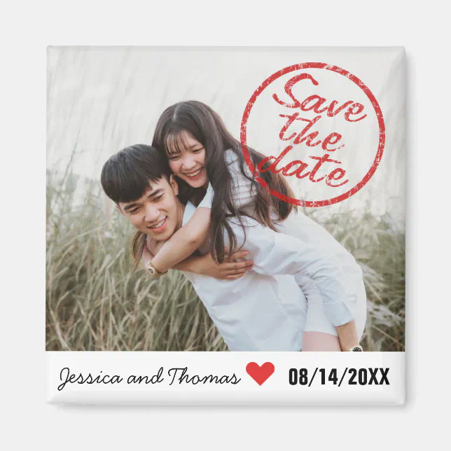 Modern Save the Date Stamp Custom Photo Magnet | Zazzle