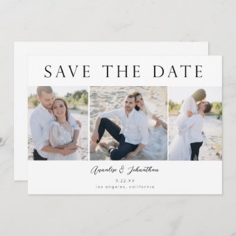 Modern Save the Date Three Photo V2 Invitation | Zazzle