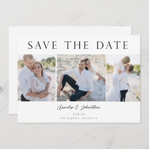 Modern Save the Date Three Photo V2 Invitation | Zazzle