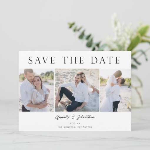 Modern Save the Date Three Photo V2 Invitation | Zazzle