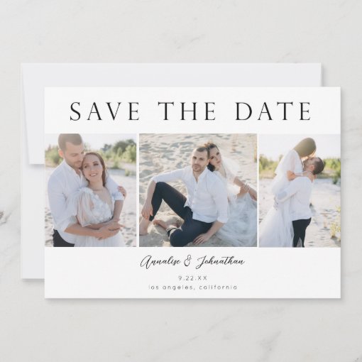 Modern Save the Date Three Photo V2 Invitation | Zazzle