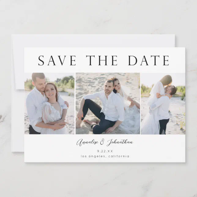 Modern Save the Date Three Photo V2 Invitation | Zazzle