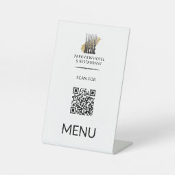 Modern Scan For Menu QR Logo Restaurant Pedestal Sign | Zazzle