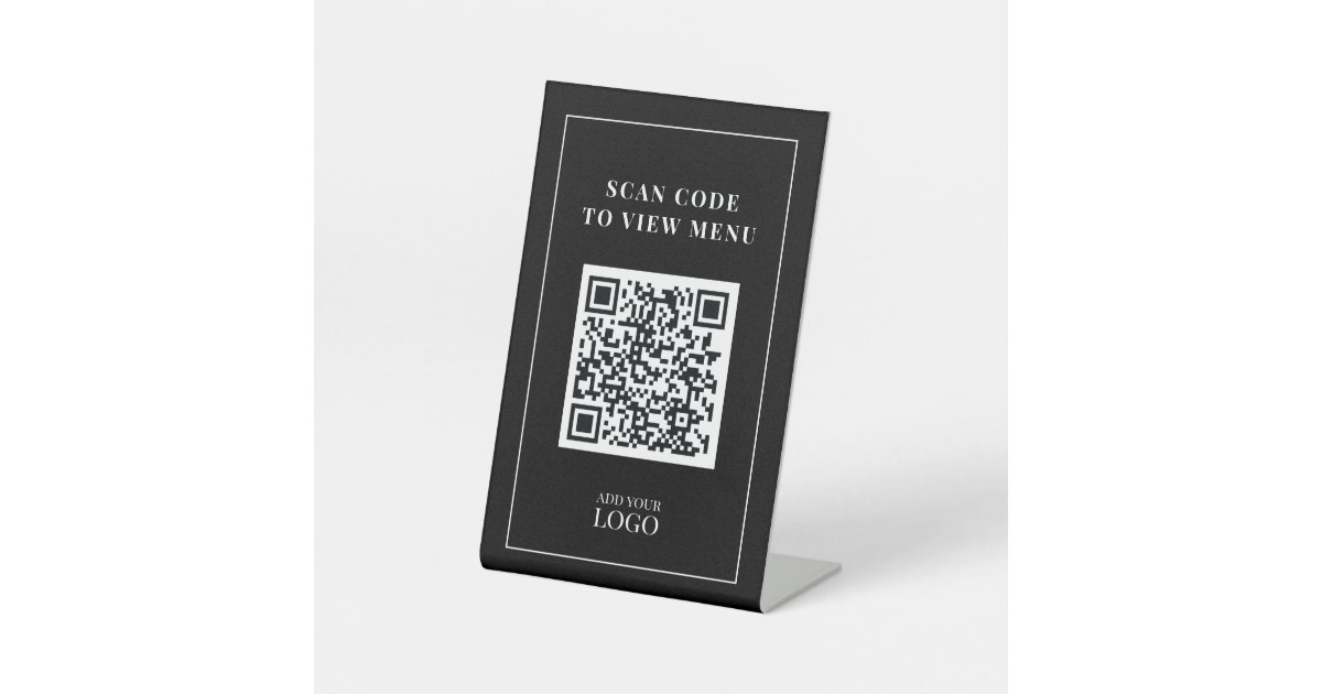 Modern Scan Menu QR Code Pedestal Sign | Zazzle