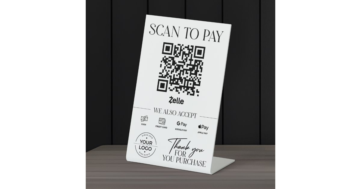 Modern Scan to Pay Sign Zelle | Zazzle