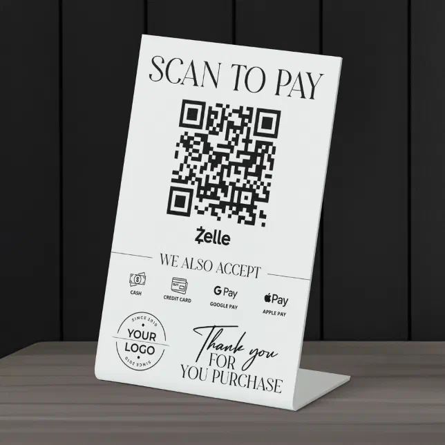 Modern Scan to Pay Sign Zelle | Zazzle
