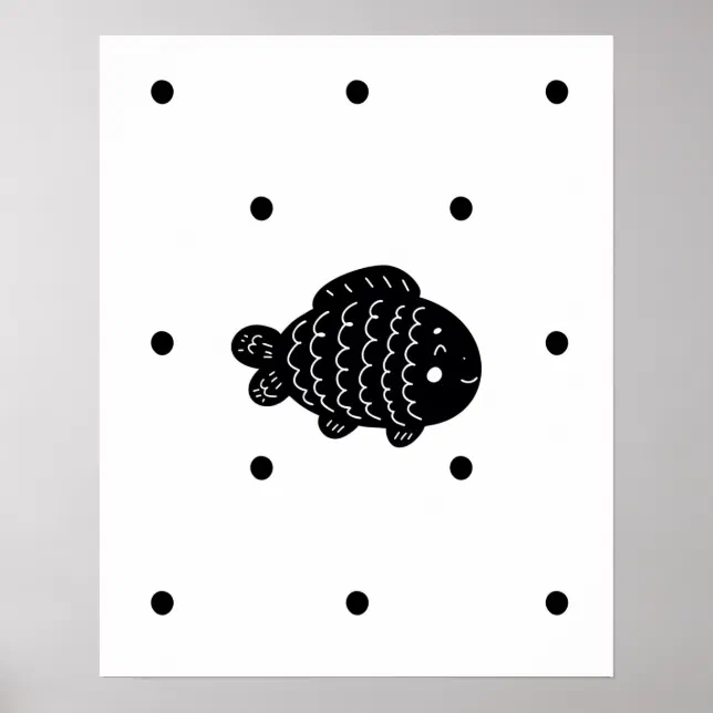 Modern scandi Fish and spots arrows nursery Poster | Zazzle