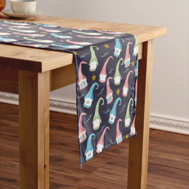 Modern Scandinavian gnomes pattern table runner | Zazzle