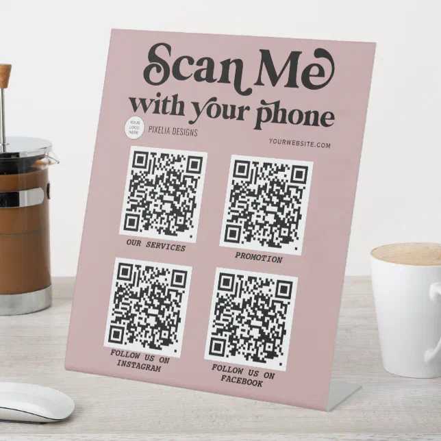 Modern scannable QR code networking Trendy sign | Zazzle