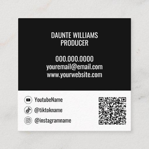 Modern Scannable Qr Code Social Media Icon Square Business Card | Zazzle
