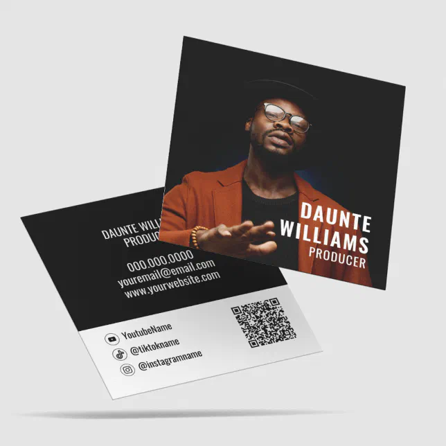 Modern Scannable Qr Code Social Media Icon Square Business Card | Zazzle