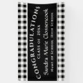Modern School Graduation Black White Buffalo plaid Banner | Zazzle