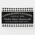 Modern School Graduation Black White Buffalo plaid Banner | Zazzle