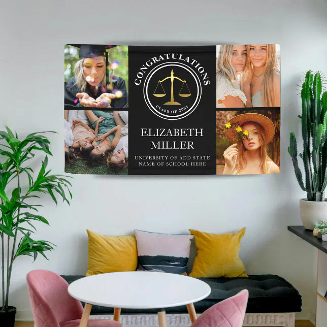Modern School of Law Graduate Photo Collage Banner | Zazzle