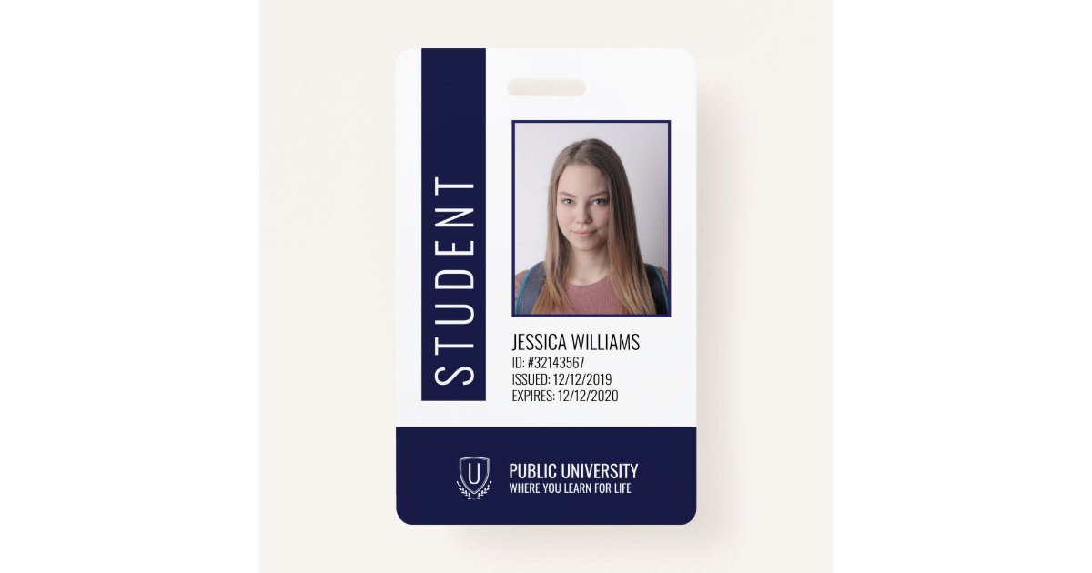 Modern School University Student ID Badge | Zazzle