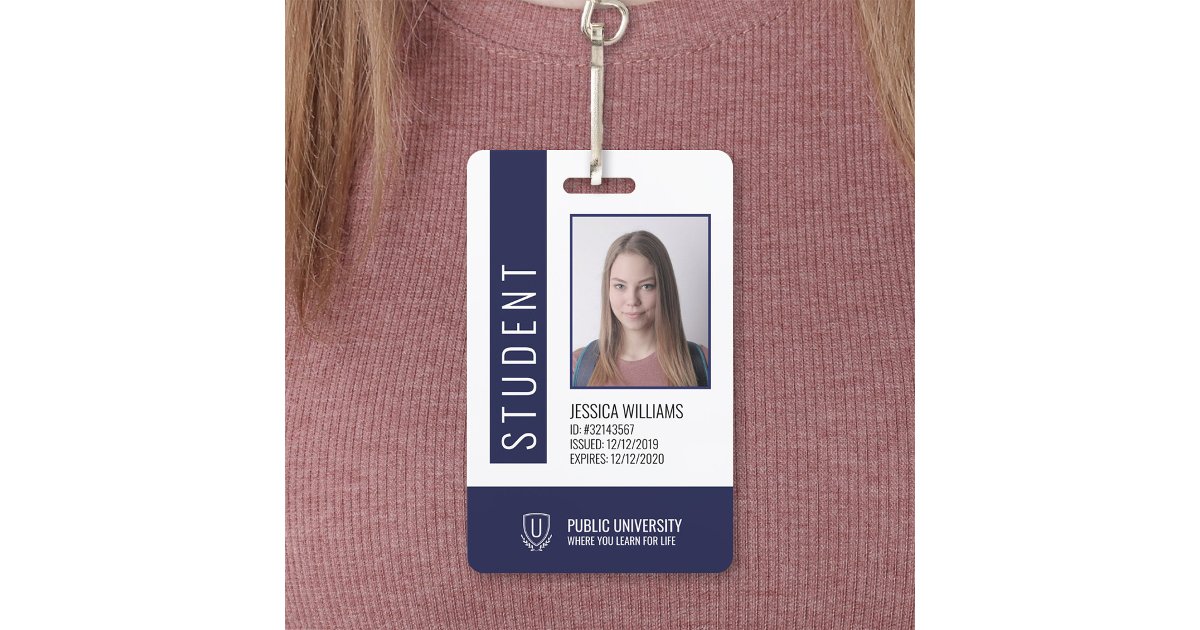 Modern School University Student ID Badge | Zazzle