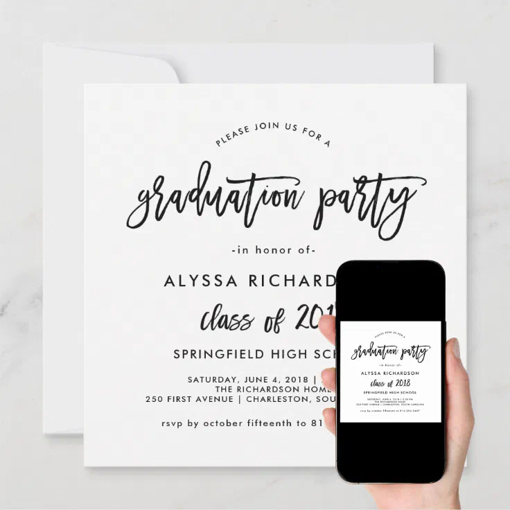 Modern Script | 2018 Graduation Party Invitation | Zazzle