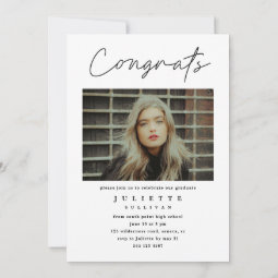 Modern Script 3 Photo Collage Graduation Party Invitation | Zazzle