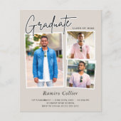 Modern Script 3 Photo Graduation Invitations | Zazzle
