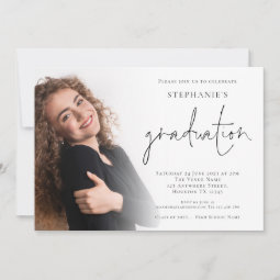 Modern Script 6 Photo Overlay Graduation Party Invitation | Zazzle