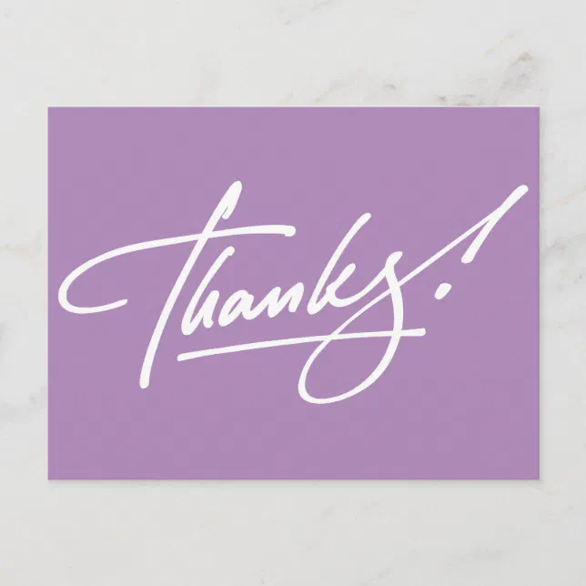 Modern Script African Violet Thank You Card | Zazzle
