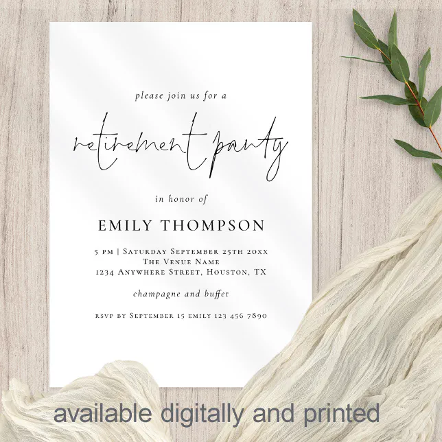 Modern Script Any Color Retirement Party Invitation | Zazzle