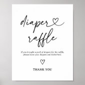 Modern Script Baby Shower Diaper Raffle Sign | Zazzle