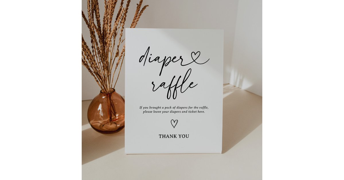 Modern Script Baby Shower Diaper Raffle Sign | Zazzle