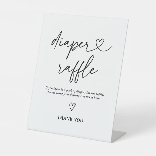 Modern Script Baby Shower Diaper Raffle Sign | Zazzle