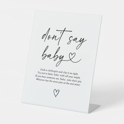 Modern Script Baby Shower Don't Say Baby Sign | Zazzle