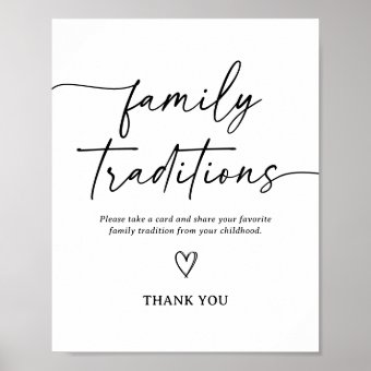 Modern Script Baby Shower Family Traditions Sign | Zazzle