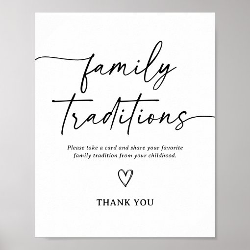 Modern Script Baby Shower Family Traditions Sign | Zazzle