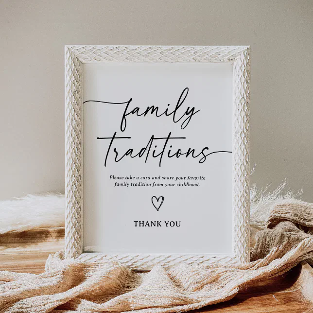 Modern Script Baby Shower Family Traditions Sign | Zazzle