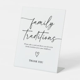 Modern Script Baby Shower Family Traditions Sign | Zazzle