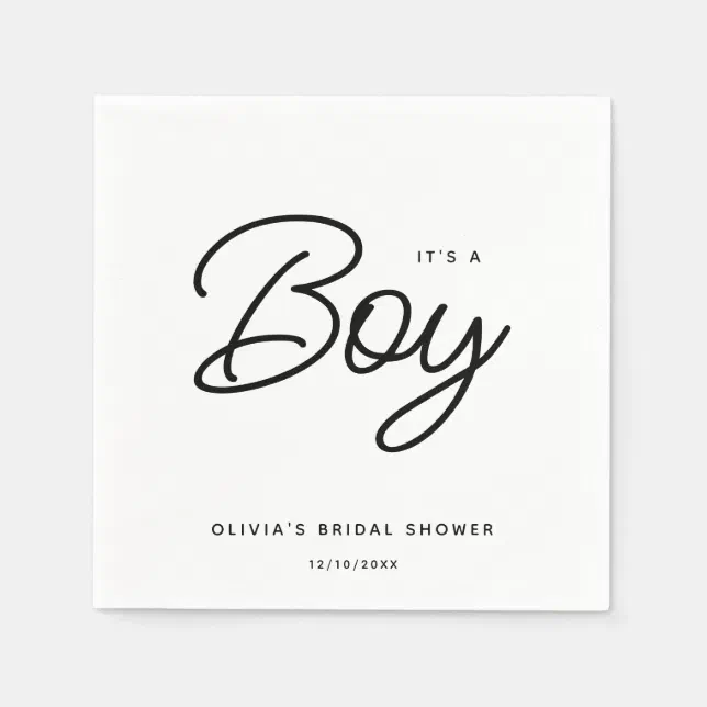 Modern Script Baby Shower It's A Boy Napkins | Zazzle