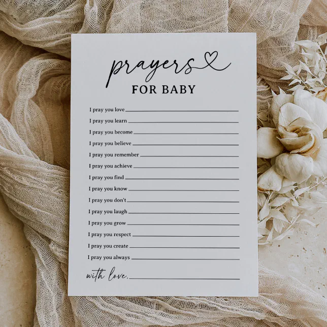 Modern Script Baby Shower Prayers For Baby Card | Zazzle
