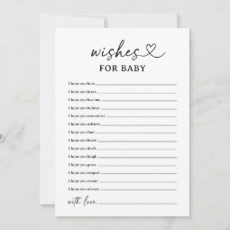 Modern Script Baby Shower Wishes For Baby Card | Zazzle