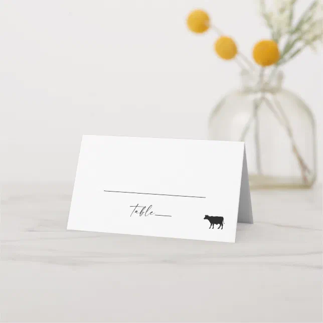 Modern Script Beef Meal Option Folded Wedding Place Card | Zazzle