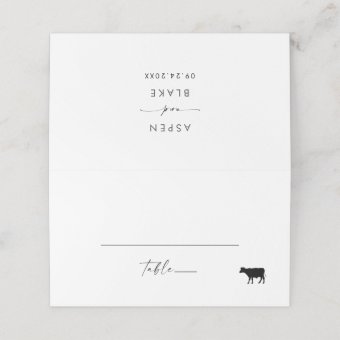 Modern Script Beef Meal Option Folded Wedding Place Card | Zazzle