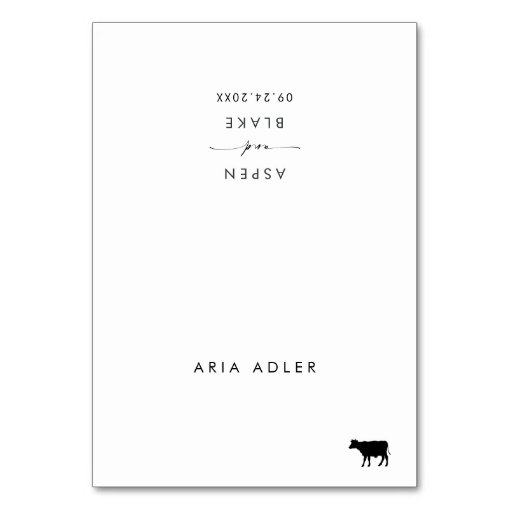 Modern Script Beef Menu Name Wedding Place Cards | Zazzle