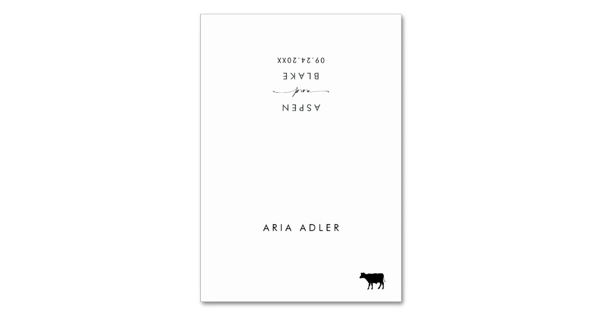 Modern Script Beef Menu Name Wedding Place Cards | Zazzle